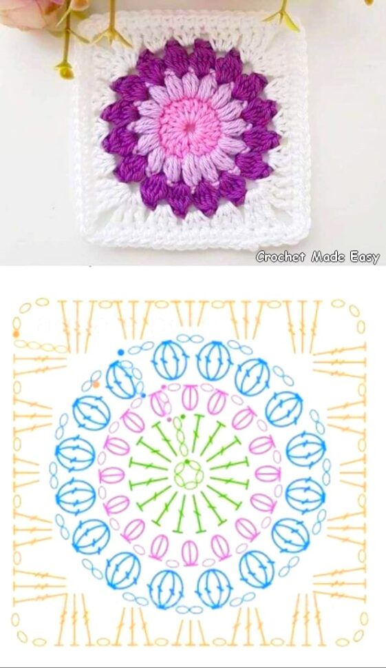 Sunburst Granny Square Pattern Tutorial - Crochet Easy