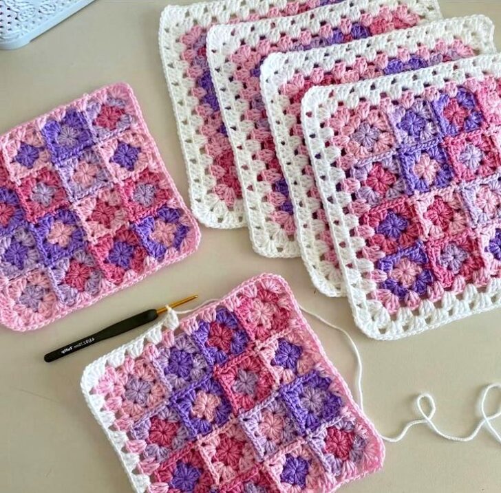 Mini Square for Crochet Blanket - Crochet Easy